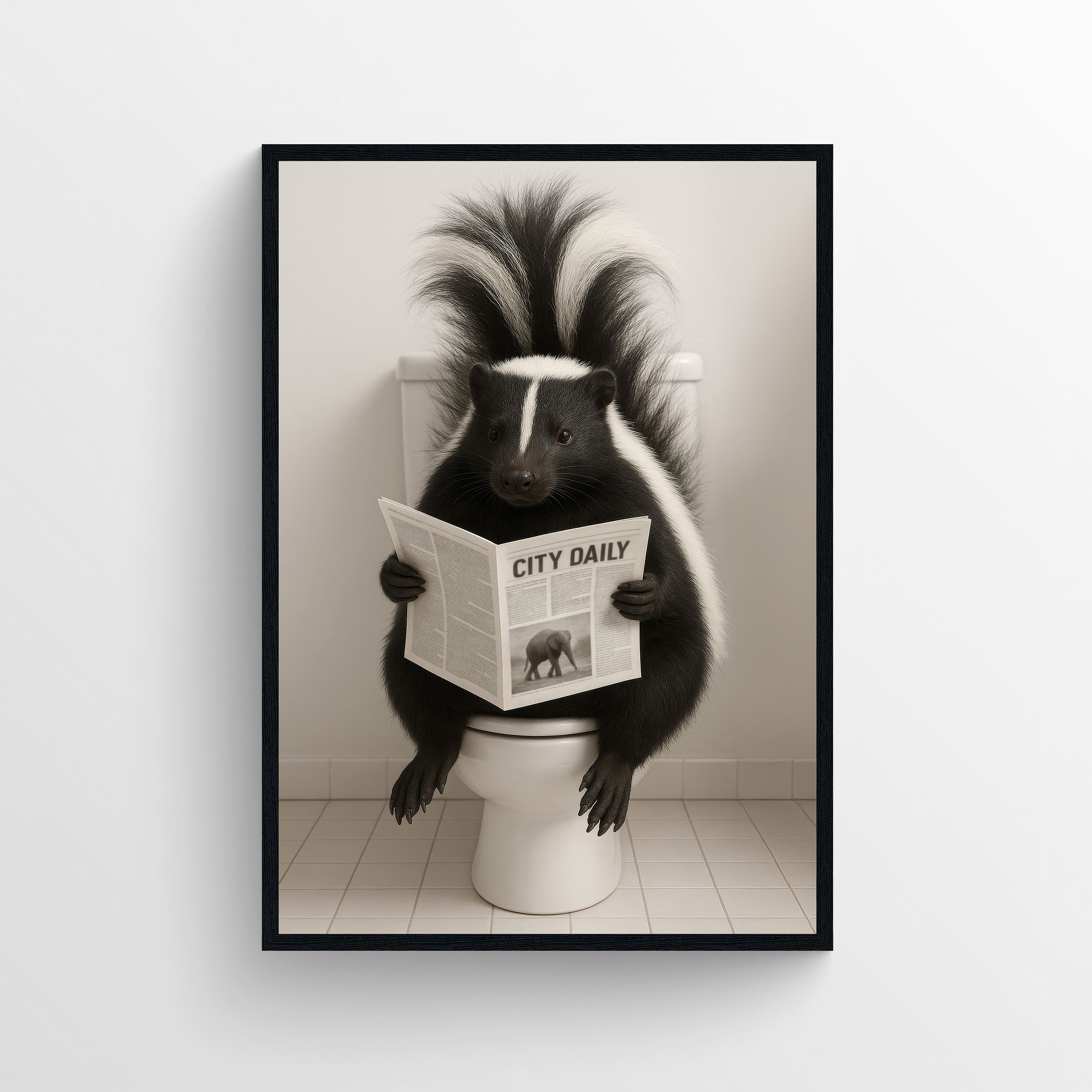 Skunk Animal Bathroom Toilet Poster | Bath Decor - CollegeWares